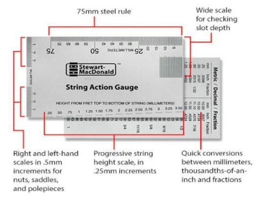 JP Guitars - Sales: Original string action gauge - metric